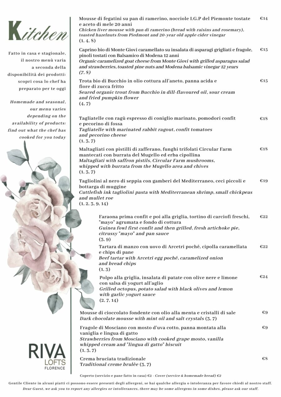 Riva Kitchen Menu - Riva Lofts (EN)