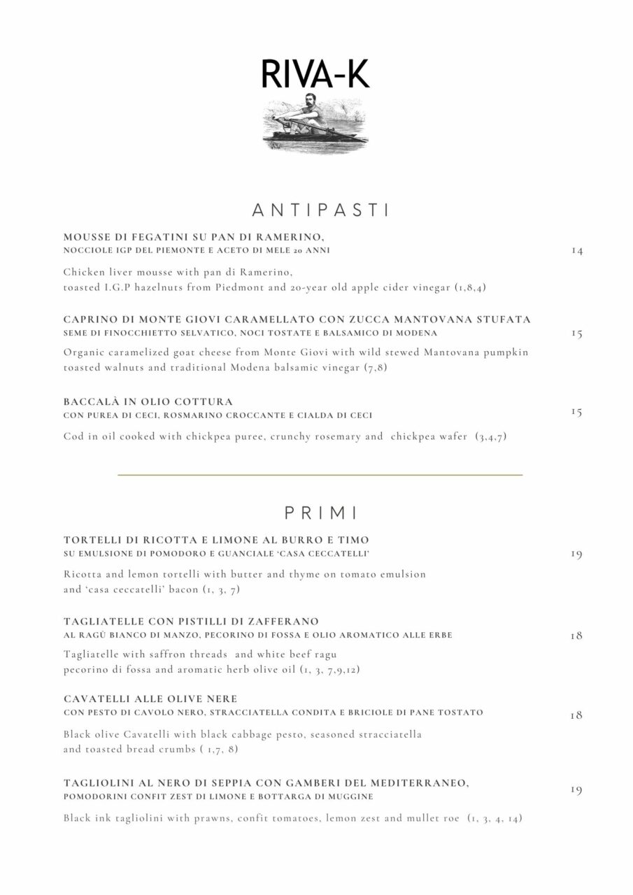 RIVA-K Menu - Riva Lofts (EN)