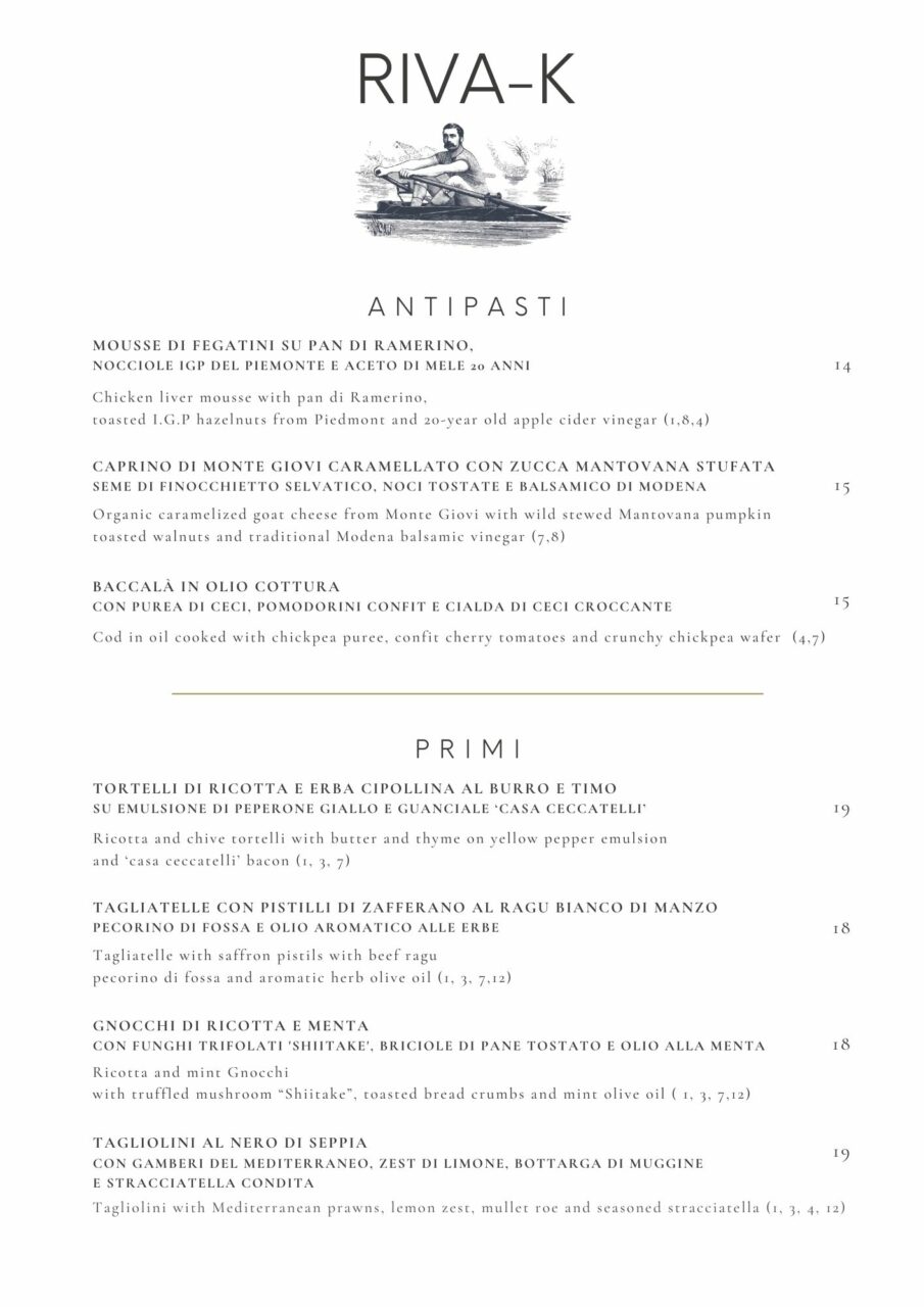 Riva Kitchen Menu - Riva Lofts
