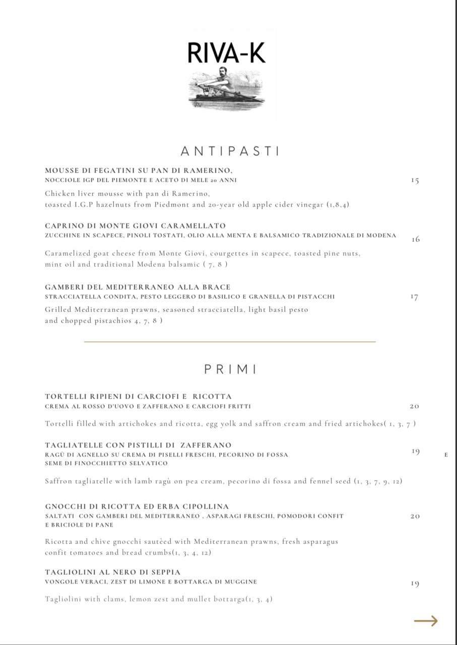 Riva Kitchen Menu - Riva Lofts